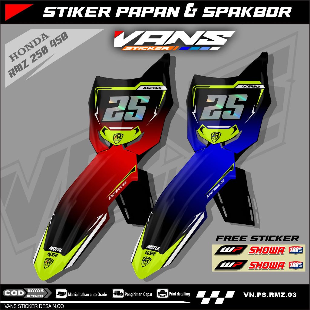 Jual Decal Stiker Papan Nomer Dan Spakbor RMZ 250/450 Stiker Papan ...