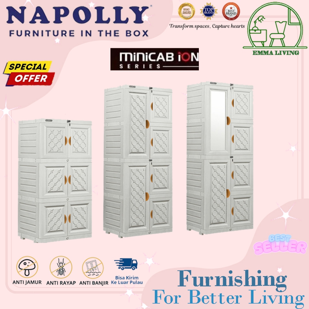Jual NAPOLLY LEMARI BAJU PLASTIK MINI CABINET MINICAB 46 ION MCAB-46C ...
