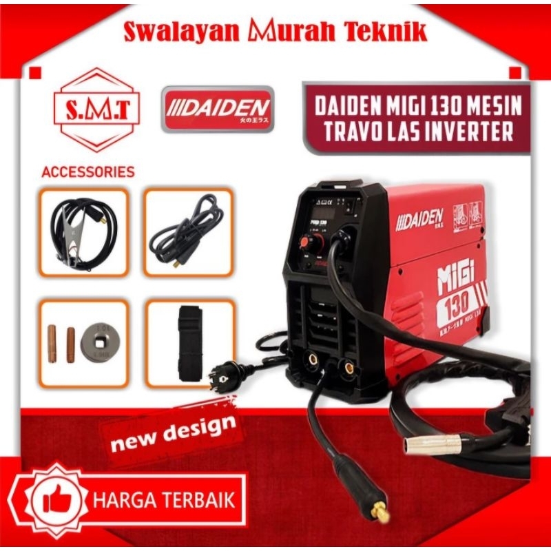 Jual DAIDEN MIGi 130 NEW LED MESIN TRAVO LAS INVERTER MIG GASLESS CO2 TIG AC/DC MMA 5 IN 1 2T/4T ...
