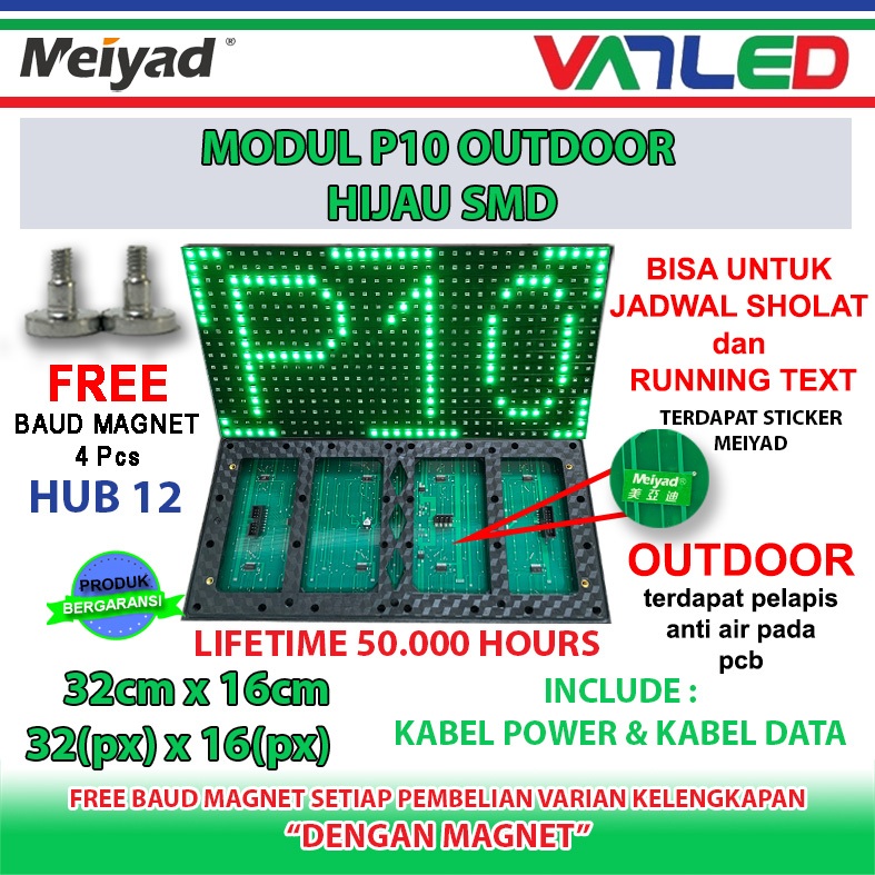 Jual Panel Modul Running Text P10 Outdoor SMD Hijau | Shopee Indonesia