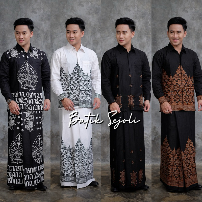 Jual SET BAJU MUSLIM PRIA DEWASA SETELAN KEMEJA DAN SARUNG BATIK MOTIF ...
