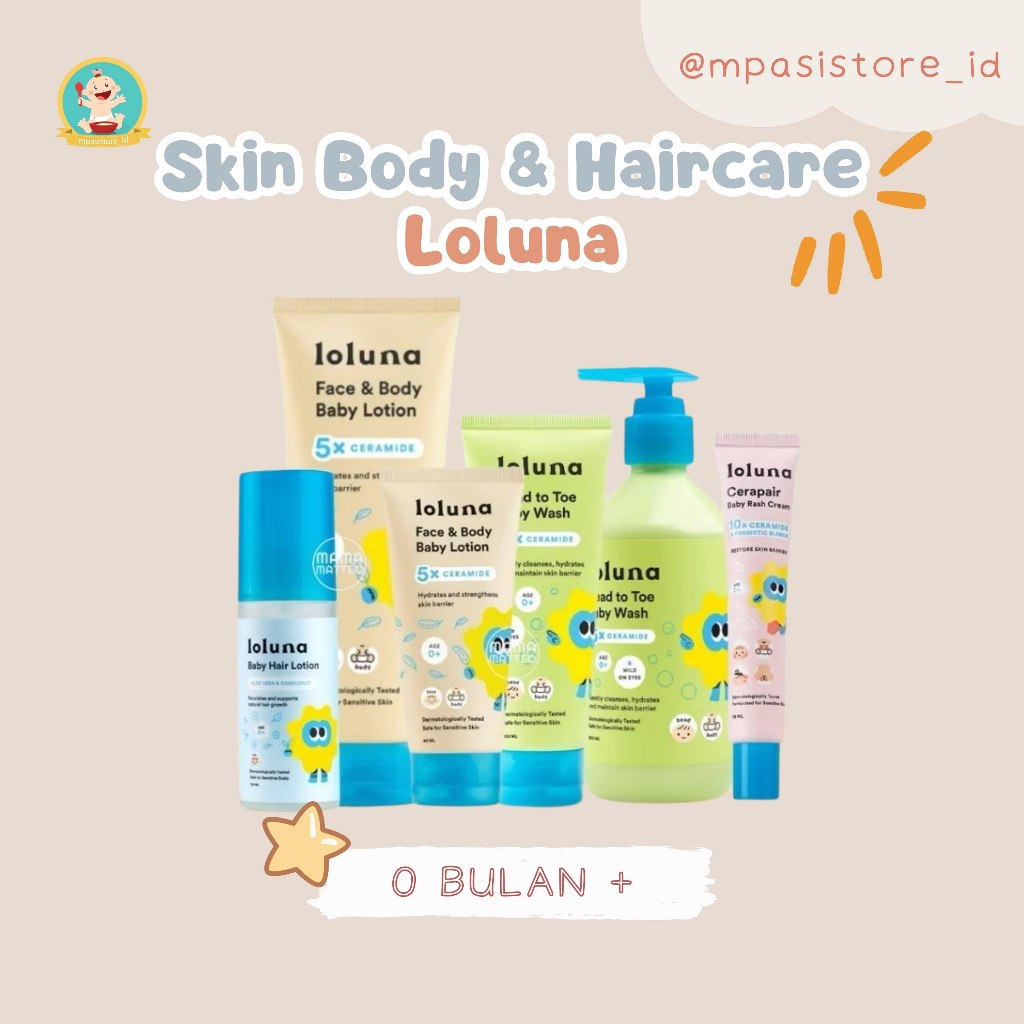 Jual Loluna Body Wash Baby Lotion Hair Lotion Cerapair Baby Rash Cream ...