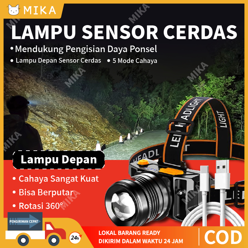 Jual 【Mika Mall】Lampu Kepala LED/Senter LED Super Terang/Senter Kepala ...