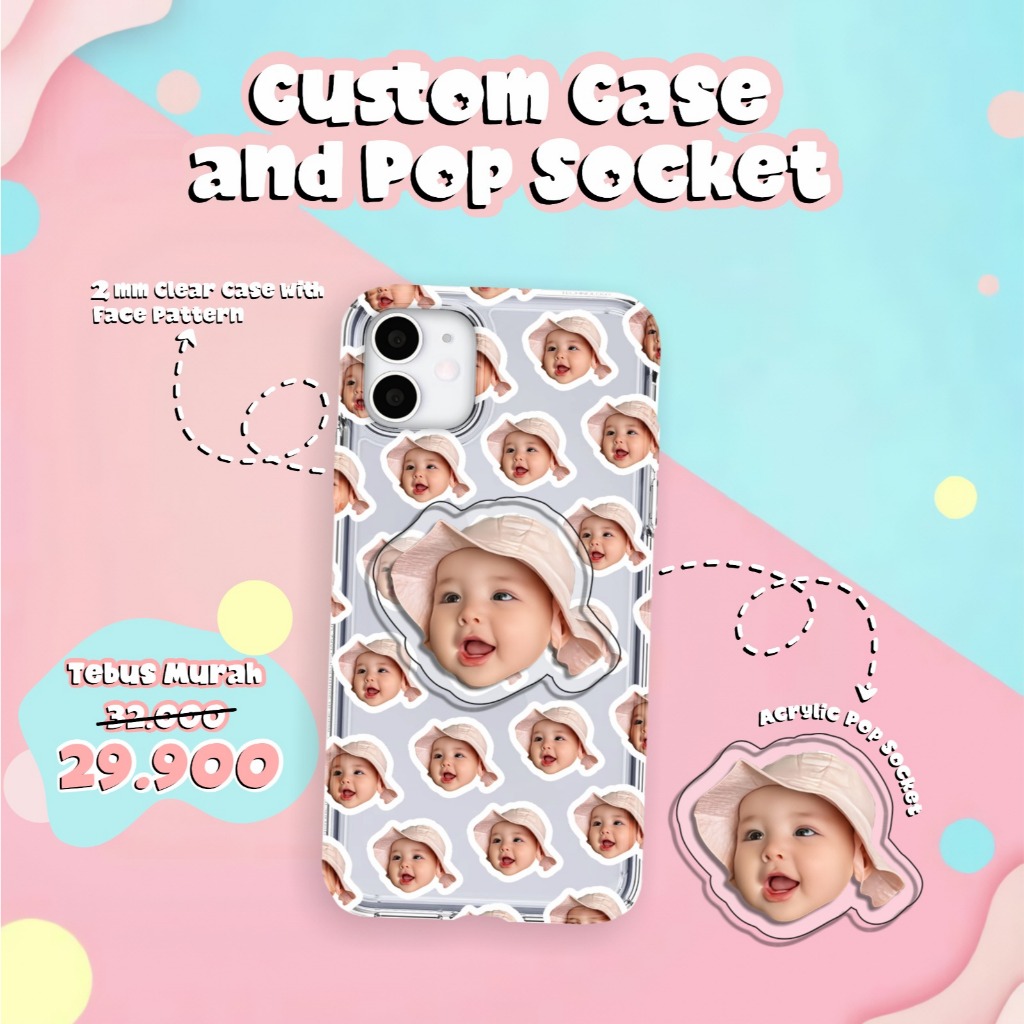 Jual Face Pattern Custom Foto Case dan Griptok | Phone Holder | Iphone Samsung Xiaomi Vivo Oppo ...