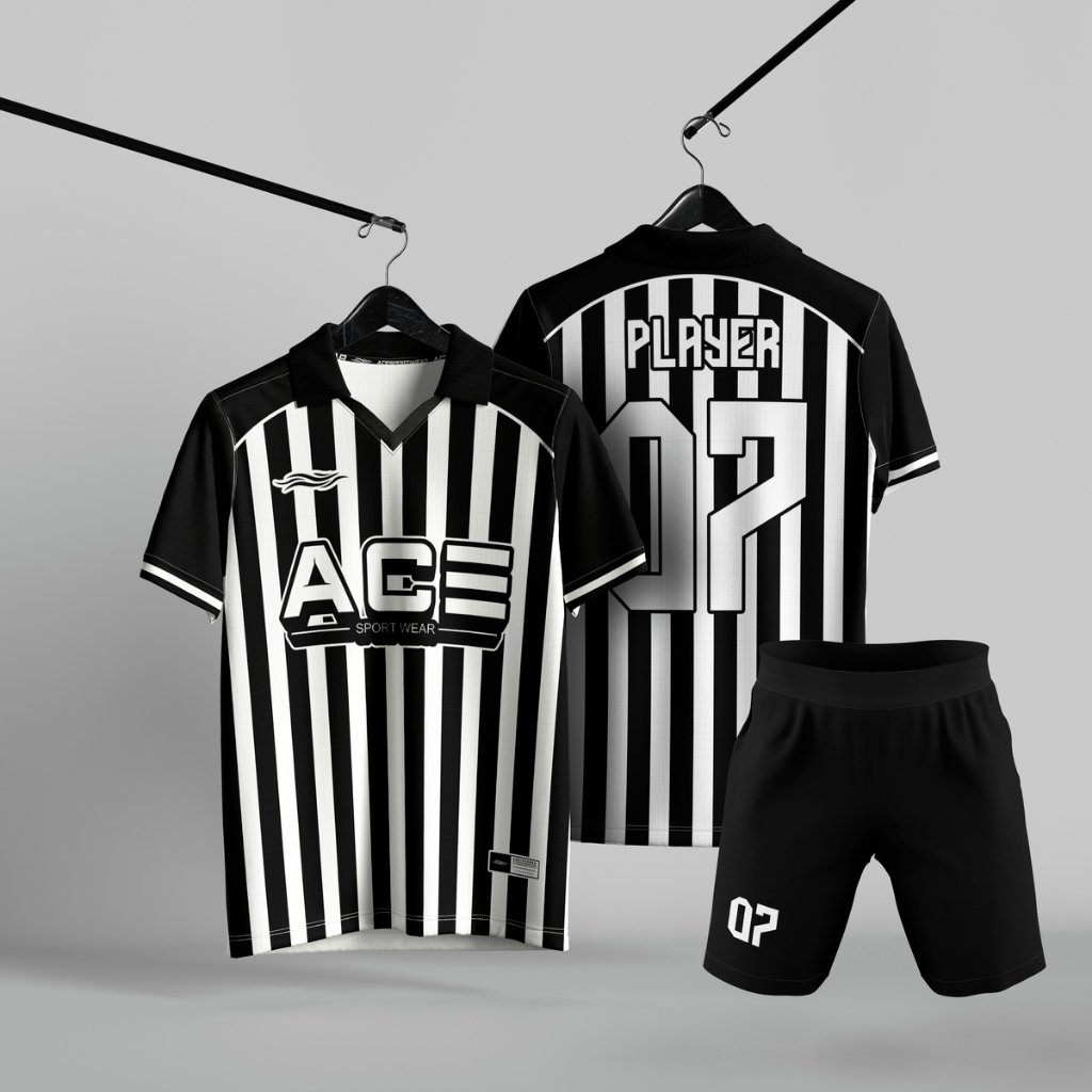 Jual ACE / Jersey Futsal Custom / Motif Wasit Hitam Putih / Free Ubah ...