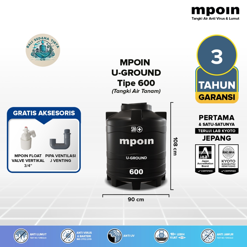 Jual MPOIN Tangki Tandon Toren Air U-Ground 600 Anti Bakteri Anti Lumut ...