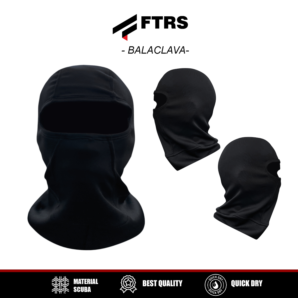 Jual V3 - Long Face Mask Balaclava Motor Sepeda Full Black 1 Hole ...