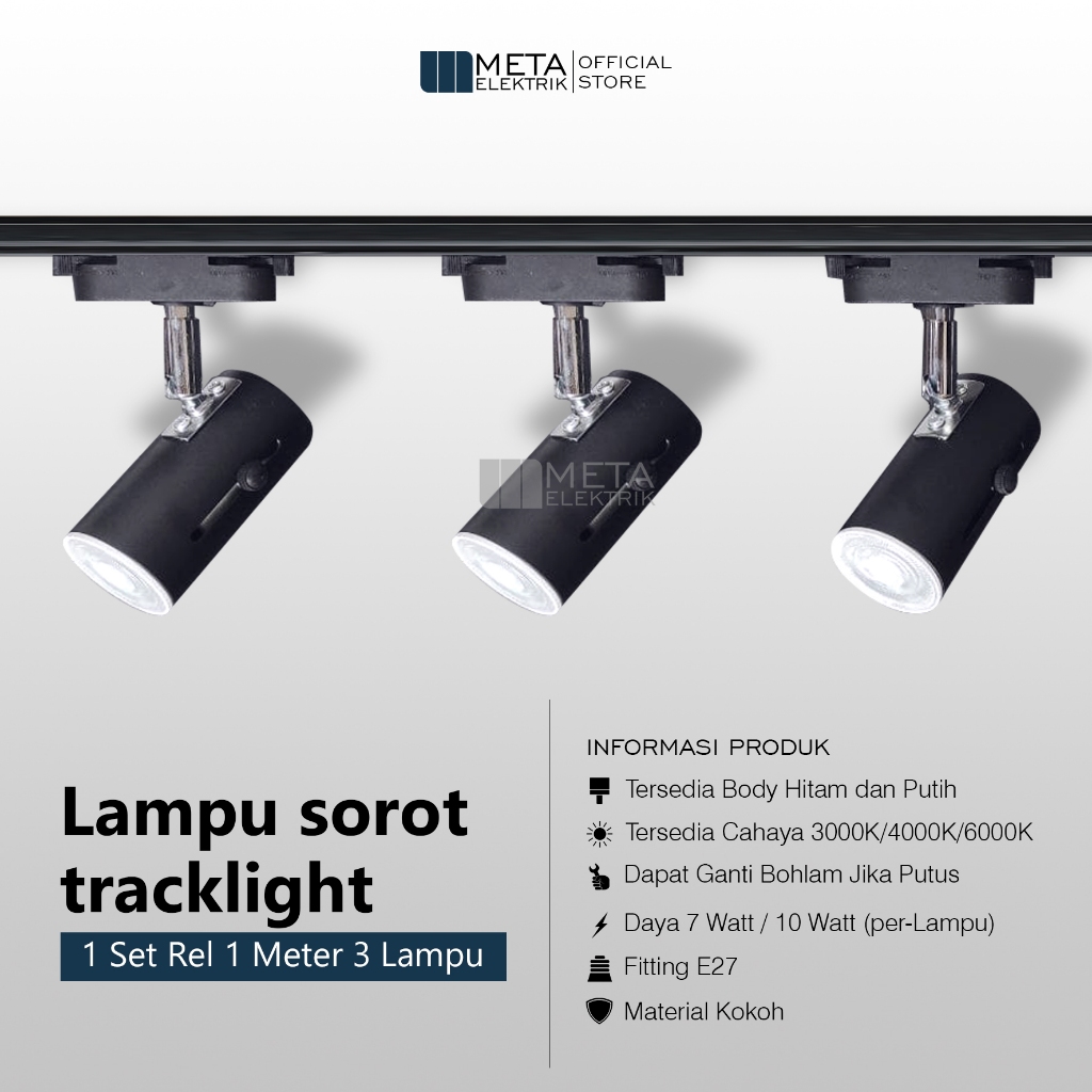 Jual Paket lampu sorot rell isi 3 7w lampu rell track spotlight led ...