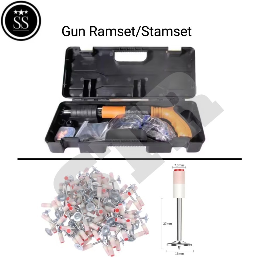 Jual Paket Ramset Gun/Stampset gun+Paku Washer 7.3mmX16mm isi 200 pcs ...