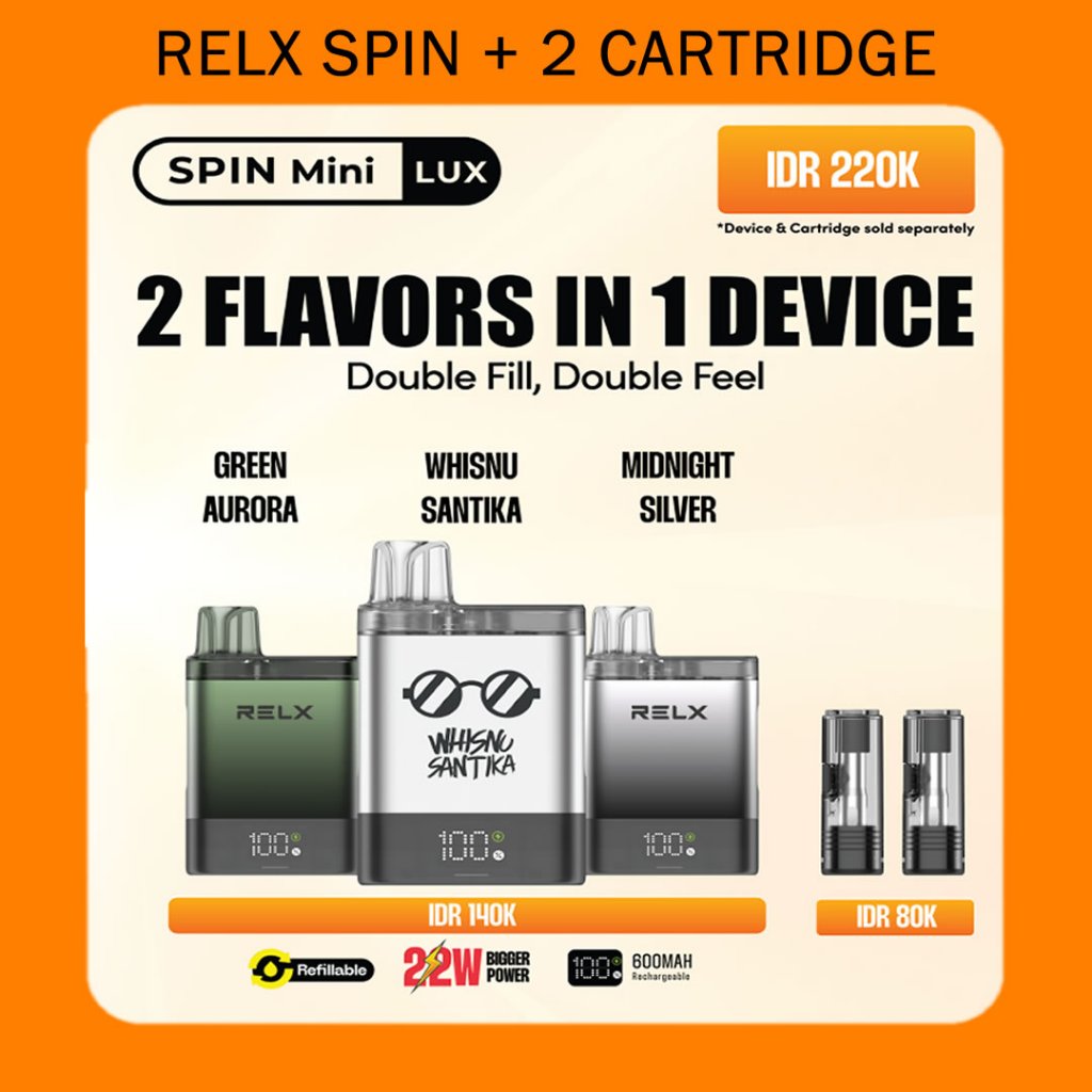 Jual RELX Spin Mini Lux Kit Refillable Device + 1 Pack isi 2 Cartridge ...