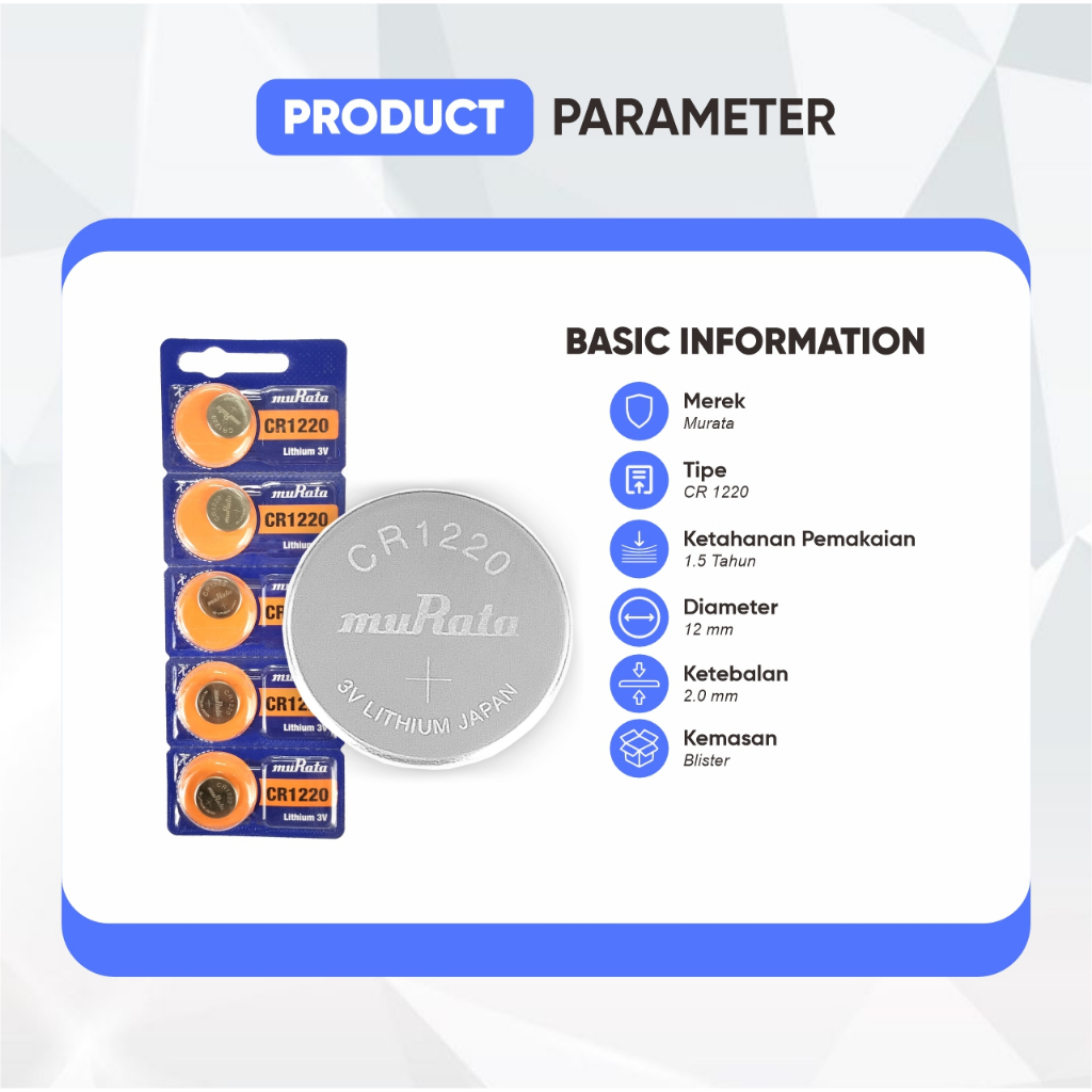 Jual Baterai muRata CR1220 Lithium 3V | Shopee Indonesia
