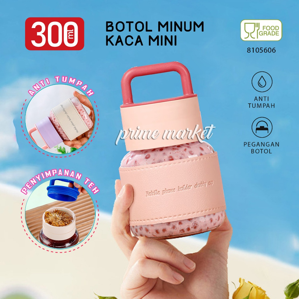 Jual Botol Minum Kaca Mini Botol Minum Kaca Aesthetic Botol Kaca 300ml ...