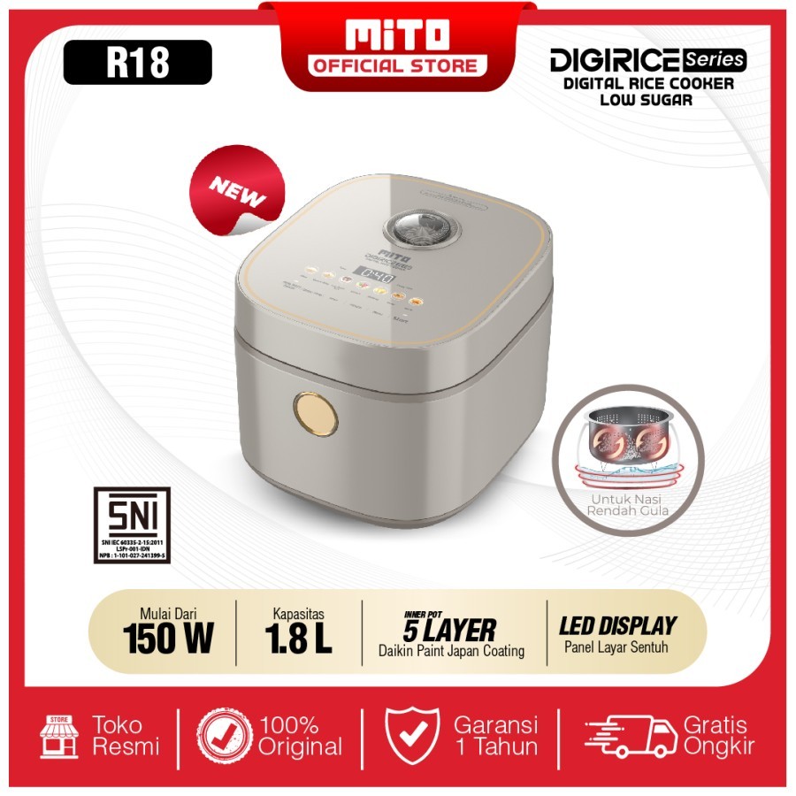 Jual MITO Digital Rice Cooker Low Sugar low carbo R15 R18 | Shopee Indonesia