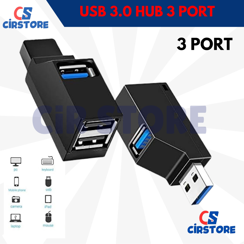 Jual Hub Splitter 3 Port USB 3.0 Mini untuk PC /USB HUB PELUIT /Laptop ...