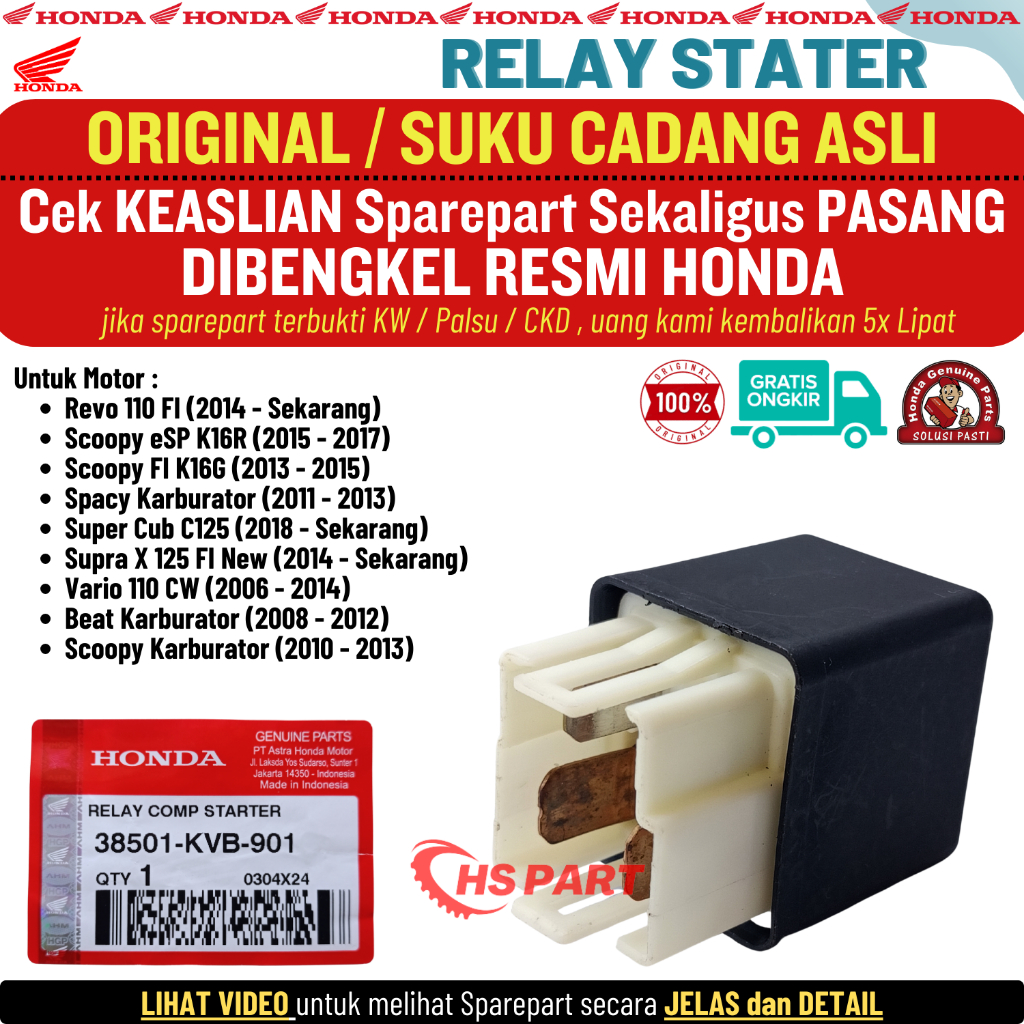 Jual Relay Bendik Stater Beat Scoopy Spacy Vario 110 Karbu Supra X 125 ...