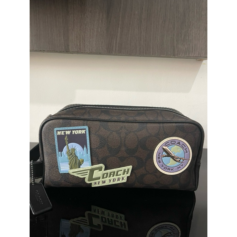 Jual Coach Large Travel Kit in Signature Canvas With Travel Patches ...
