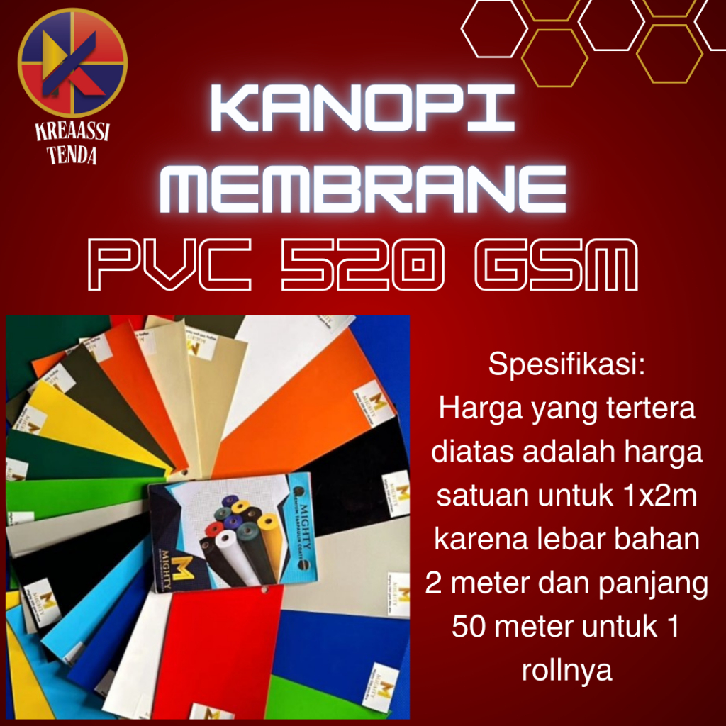 Jual Bahan kain kanopi membrane pvc 520gsm bahan kain tenda awet dan ...