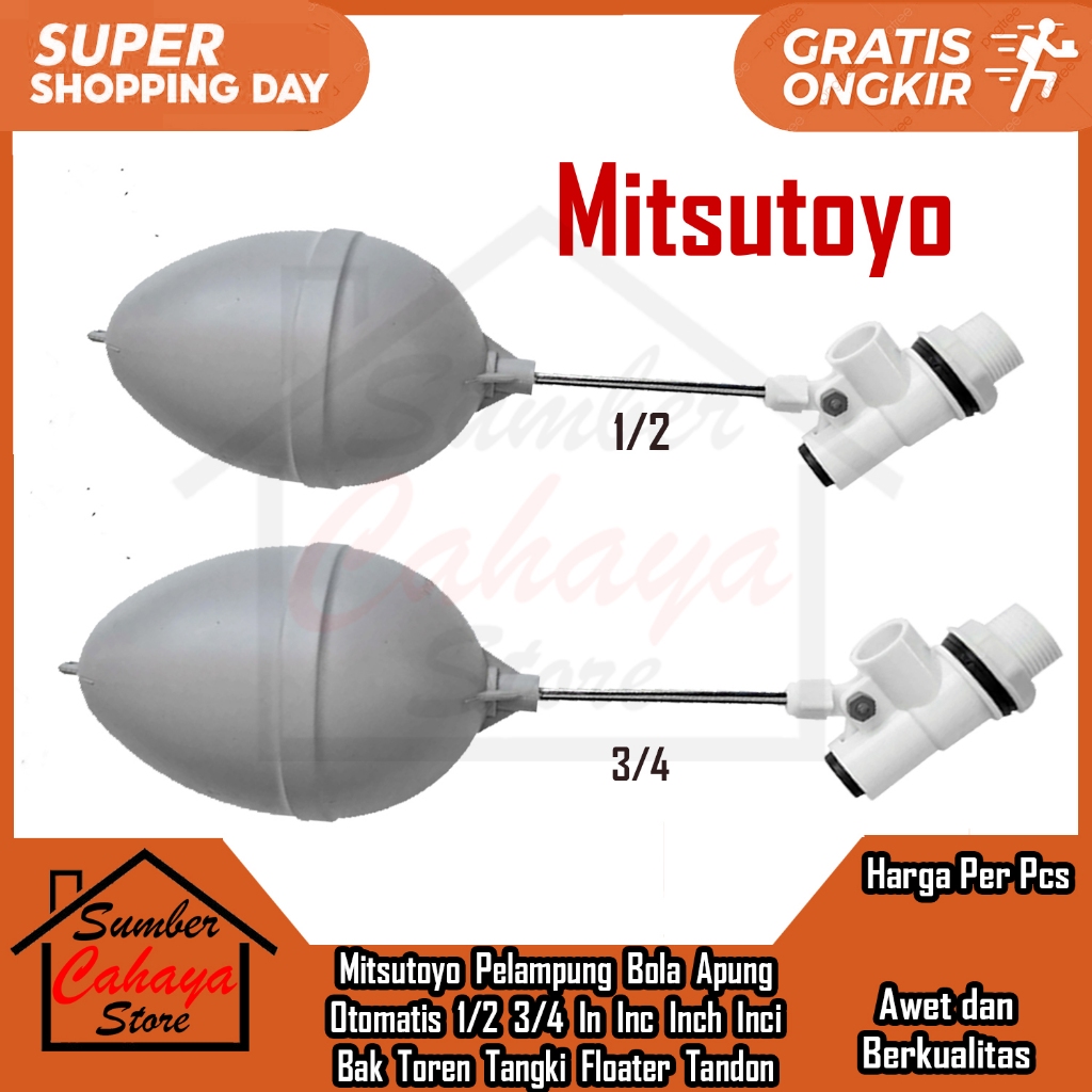 Jual Mitsutoyo Pelampung PVC Ukuran 1/2” 3/4 In Inc Inch Inci Tandon ...