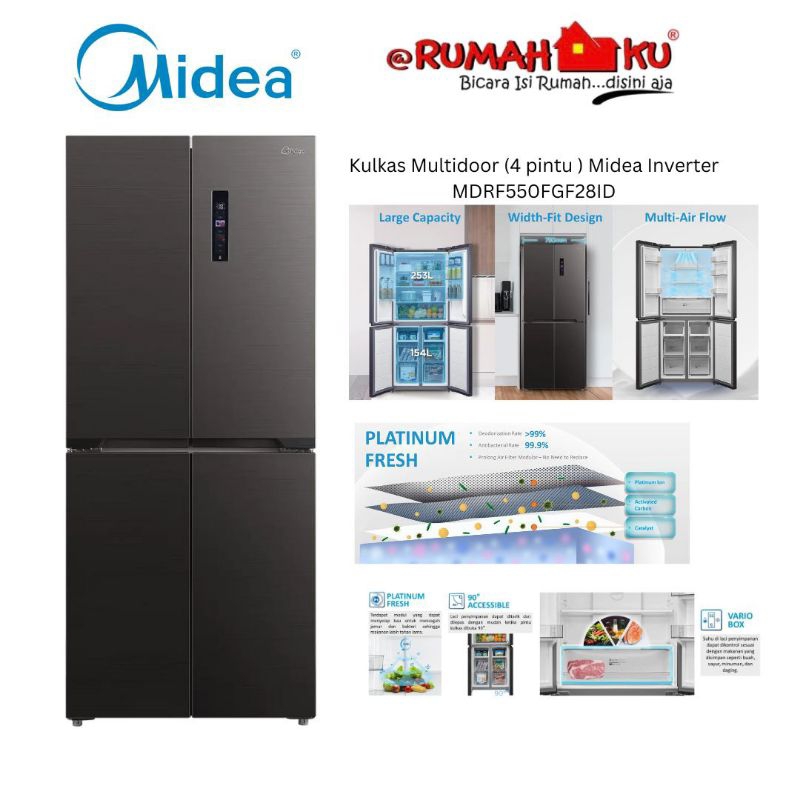 Jual Kulkas Midea Multidor ( 4 pintu ) Inverter MDRF550FGF28ID | Shopee ...