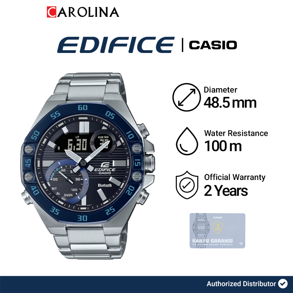 Jual Jam Tangan Pria Casio Edifice ECB-10DB-1B Digital Analog Black Dial Stainless Steel Band ...