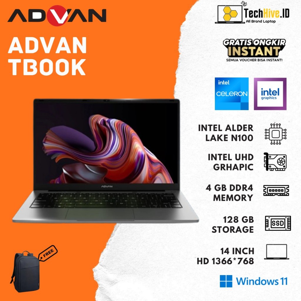 Jual Laptop Advan TBOOK N100 8GB 128GB Windows11 14Inch | Shopee Indonesia