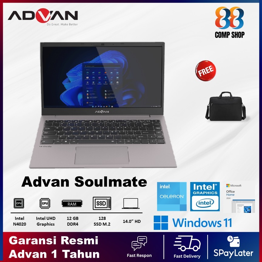Jual ADVAN Soulmate T N4020 | Laptop Ringan 14” HD | RAM 8GB + 128GB ...