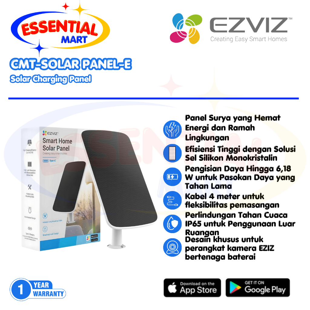Jual EZVIZ CS-CMT-Solar Panel-E Solar Charging Panel Designed for EZVIZ ...