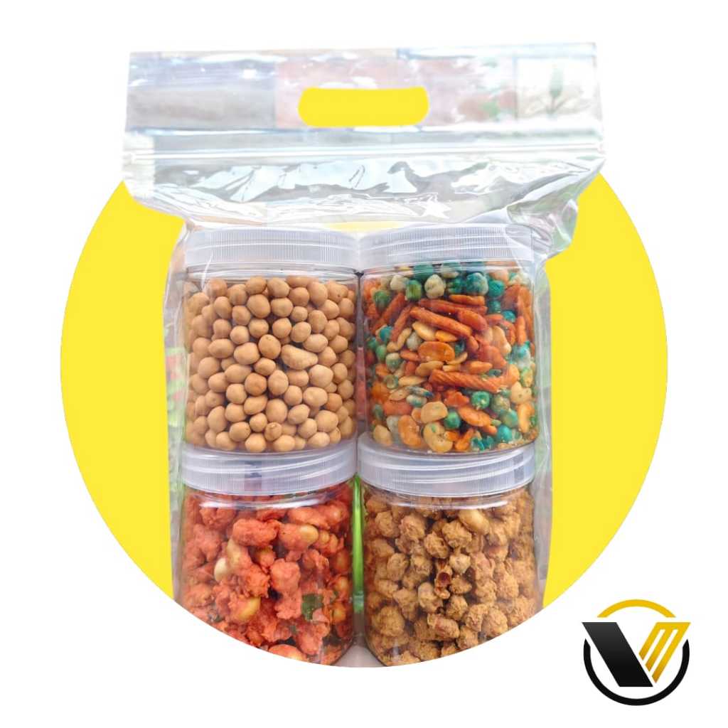 Jual Paket Kacang 4 Toples Tabung | paket hampers kacang | Shopee Indonesia