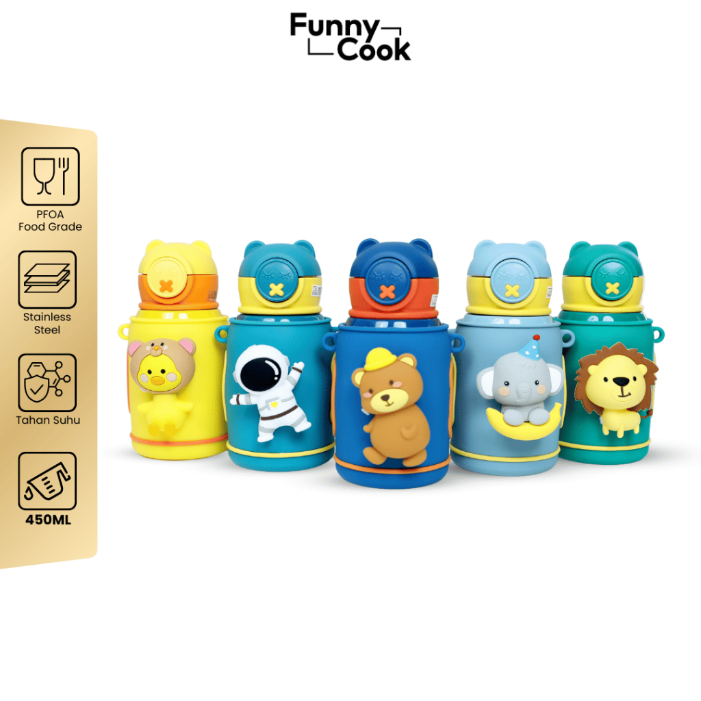 Jual FUNNYCOOK Tumbler Anak Stainless Steel 316 Botol Minum Tahan Panas dan Dingin Ukuran 450ML ...