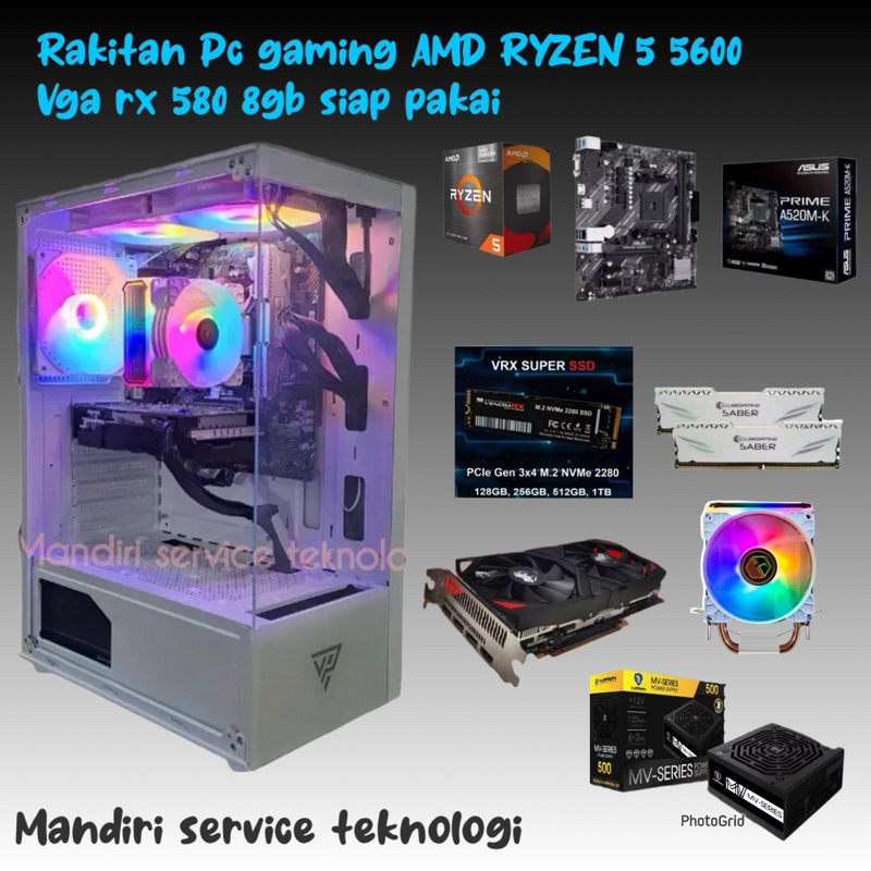 Jual Rakitan PC Gaming AMD RYZEN 5 5600 RAM DDR4 16GB NVME VGA RX 580 8GB Siap Pakai | Shopee ...