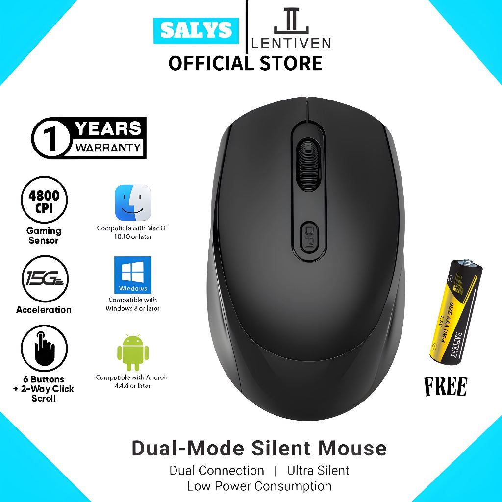 Jual Mouse Wireless LENTIVEN M25 USB 2.4G 1600DPI Untuk Laptop PC Tanpa ...