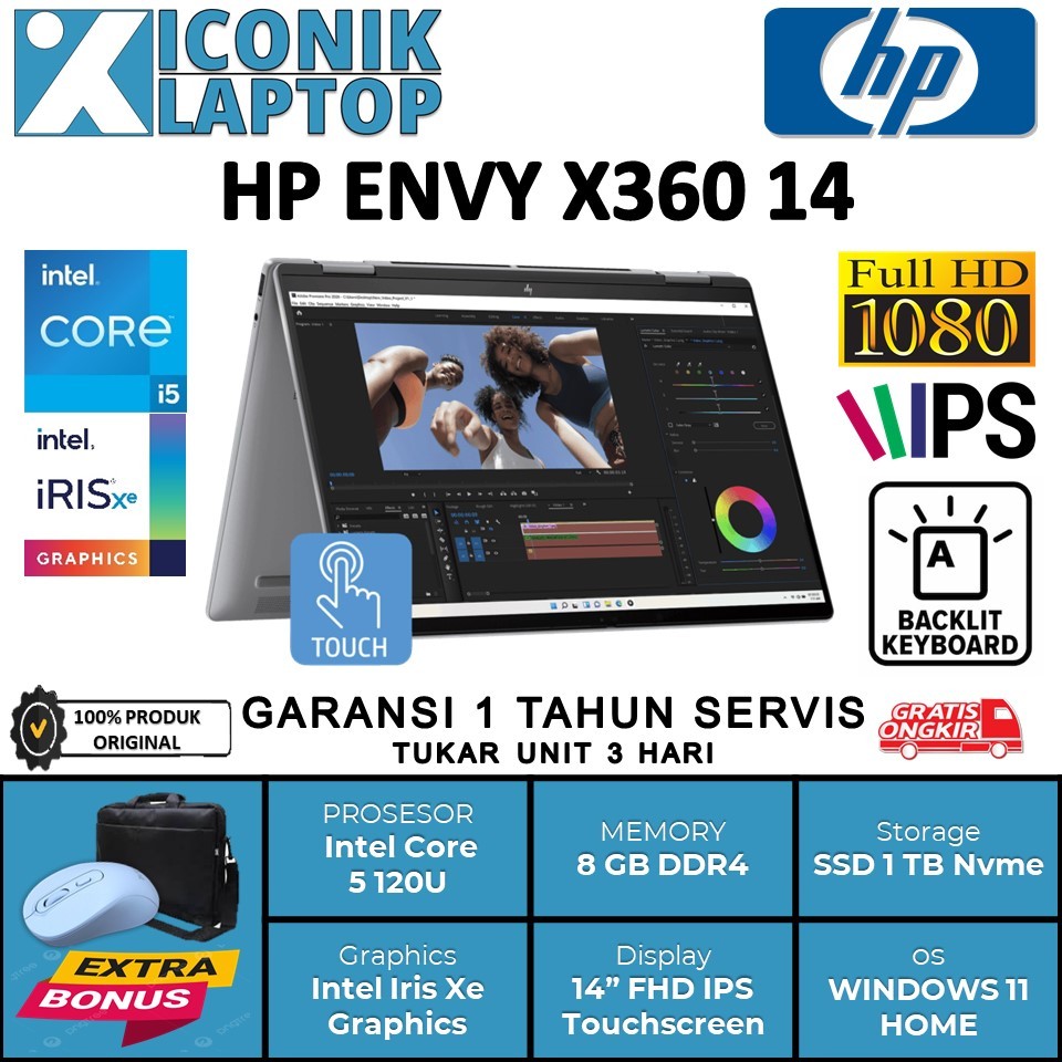 Jual Laptop Tipis Touchscreen HP ENVY X360 Intel Core 5 120U Ram 8 GB ...