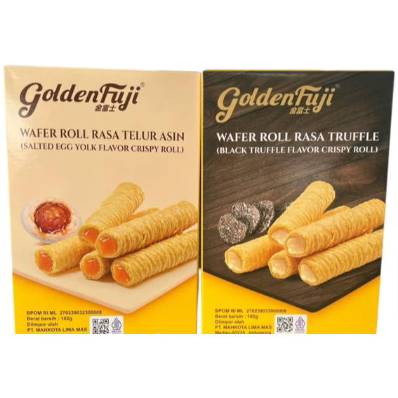 Jual Golden Fuji Crispy Roll Black Truffle / Salted Egg Yolk Crispy Roll Wafer Roll 102g ...