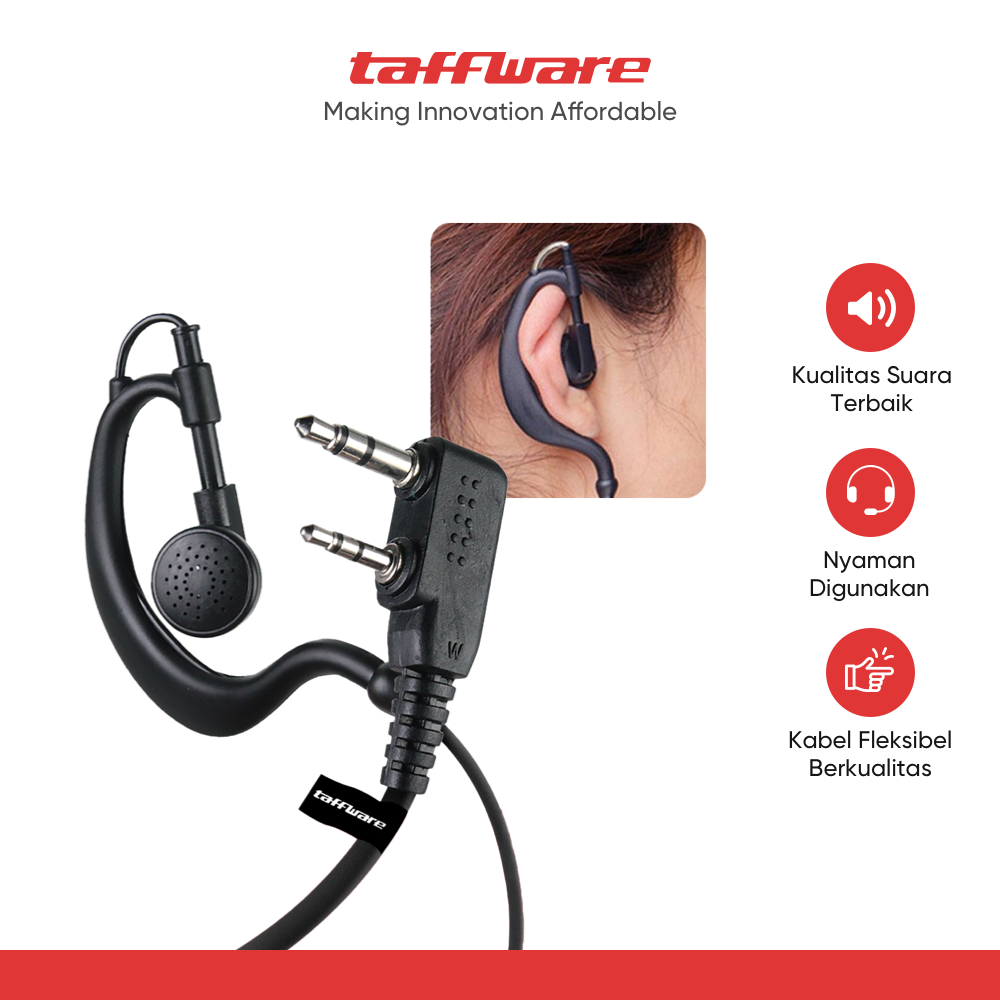 Jual Taffware Headset Earphone FBI Walkie Talkie HT 2 Pin 102dB for ...