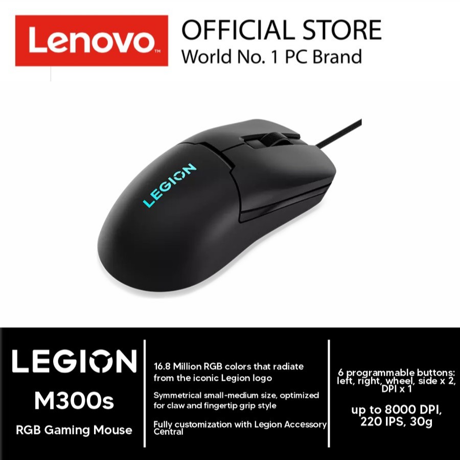 Jual Lenovo Mouse Legion M300s RGB Gaming Wired USB 2.0 up to 8000DPI ...