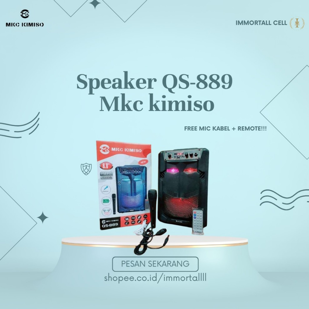 Jual Speaker bluetooth portable QS-889 8,8inc free mic, IMMORTALL CELL ...