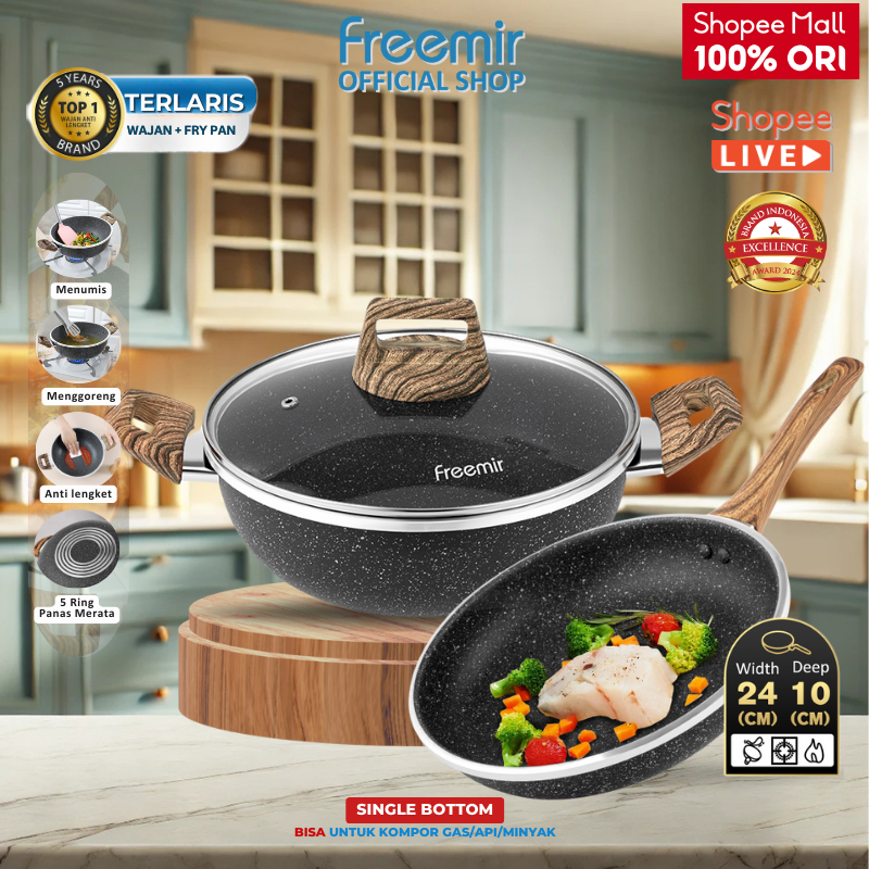Jual Special Buy 1 get 1 freemir Wajan Teflon Black Series 24cm Granit ...