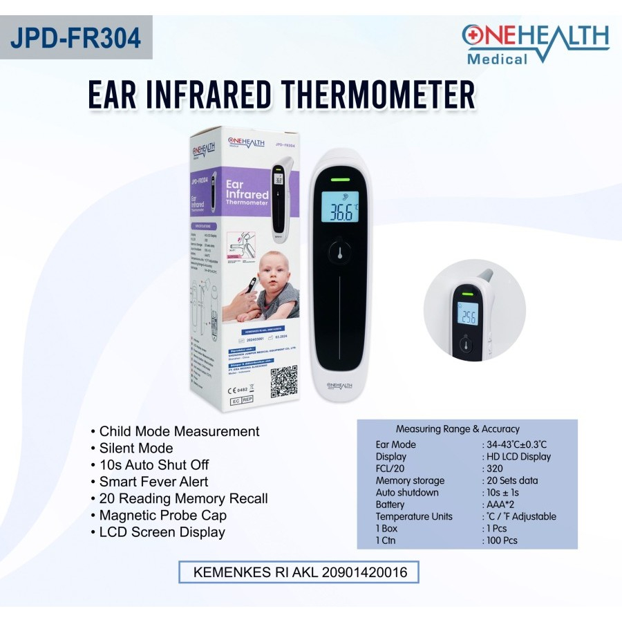 Jual Onehealth Infrared Ear Thermometer JPD-FR304 Alat Mengukur Suhu ...
