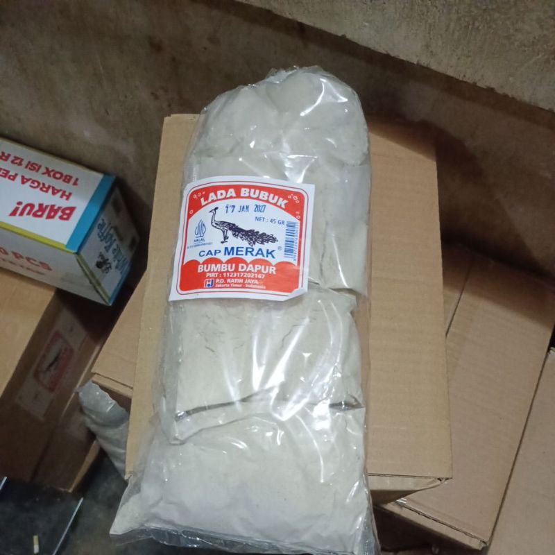 Jual Lada Bubuk Refill Cap Merak 45gr ( 2 bungkus ) | Shopee Indonesia