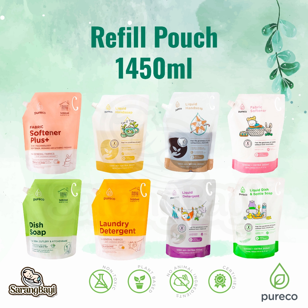 Jual Pureco Refill Pouch Eco Pack 1450ml / Liquid Detergent Liquid Dish and Bottle Soap Liquid ...