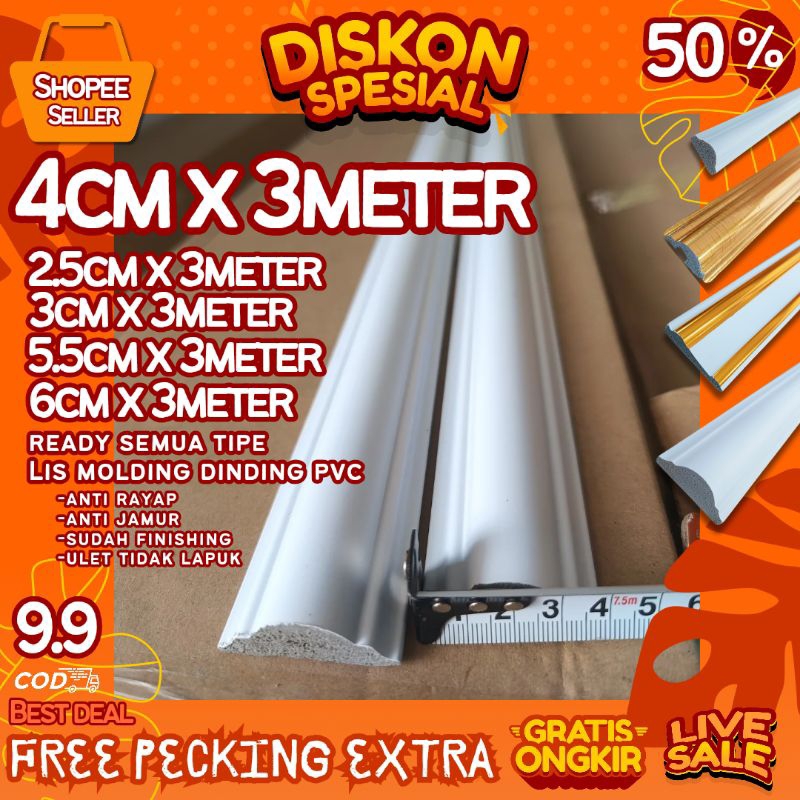 Jual Lis molding dinding ruang tamu 4CM * 3M/list moulding pvc/molding ...