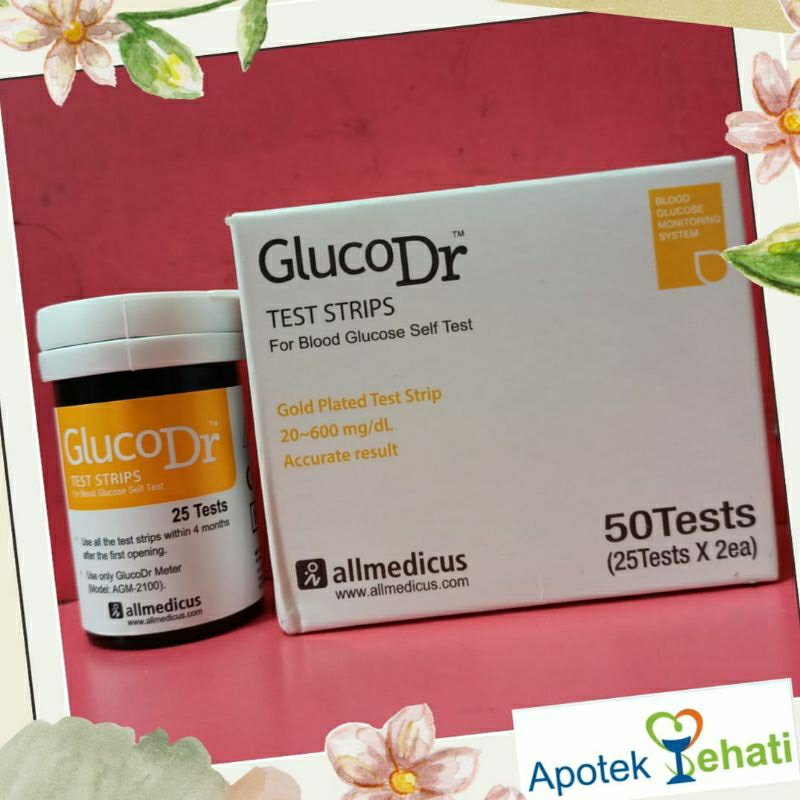 Jual Strip Cek Gula darah Gluco Dr isi 25 Test Strip ( Harga Untuk 1 ...