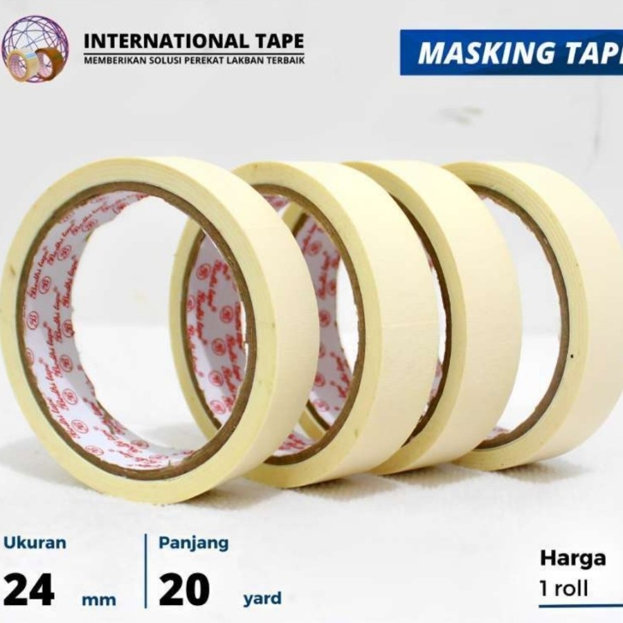 Jual Masking Tape Solasi kertas 24mm 20 yard - kuning | Shopee Indonesia