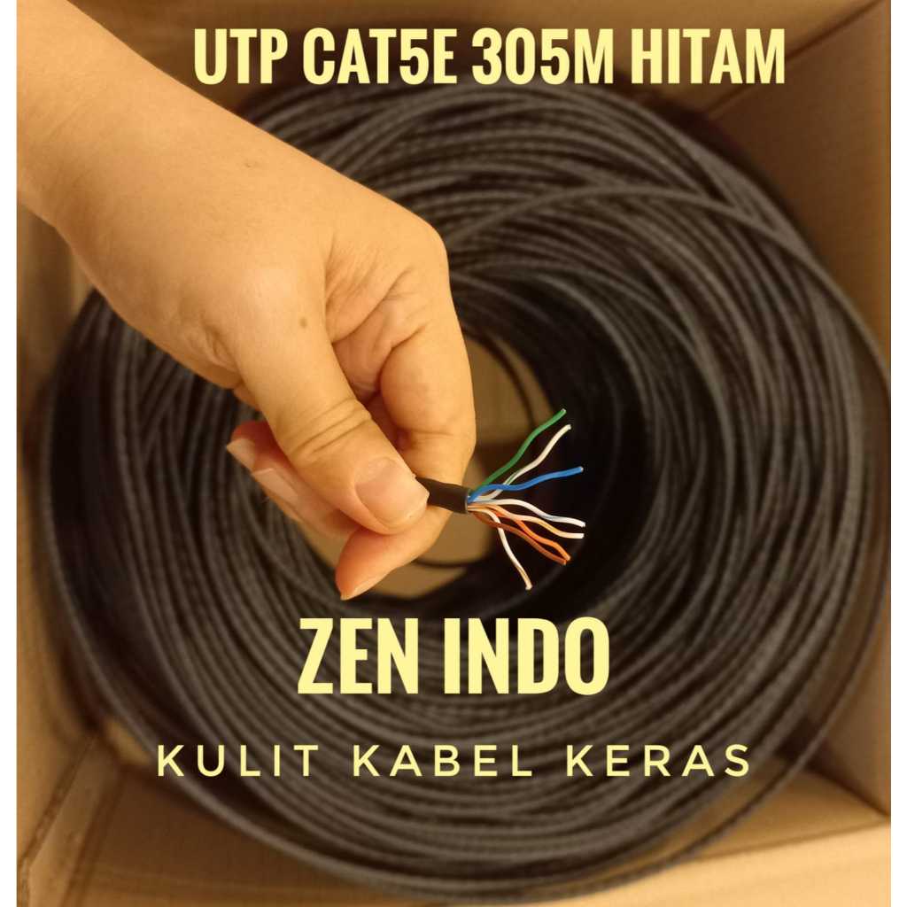 Jual Kabel LAN UTP Cat5e Cat 5e warna Hitam panjang 100M 305M Kulit ...
