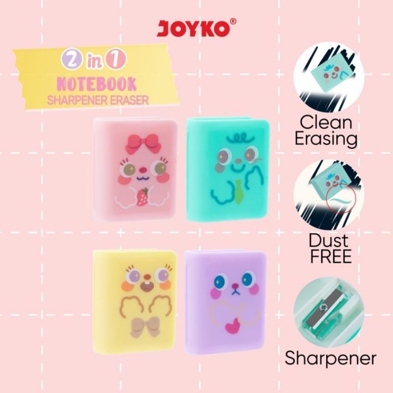 Jual Penghapus Joyko ER-131 Notebook Sharpener Eraser 2 in 1 Rautan dan Penghapus | Shopee Indonesia