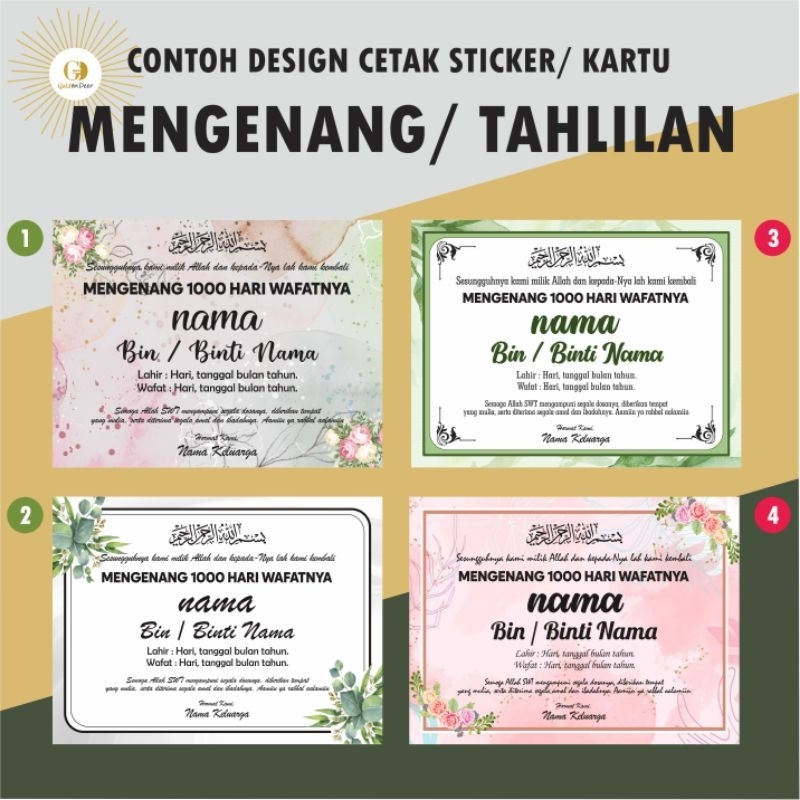 Jual Cetak Stiker Tahlilan/ Custom Sticker Mengenang/ Stiker Tahlil ...