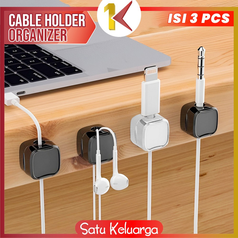 Jual SK-C1088 Cable Holder Organizer Isi 3pcs Kabel Klip Magnetic ...