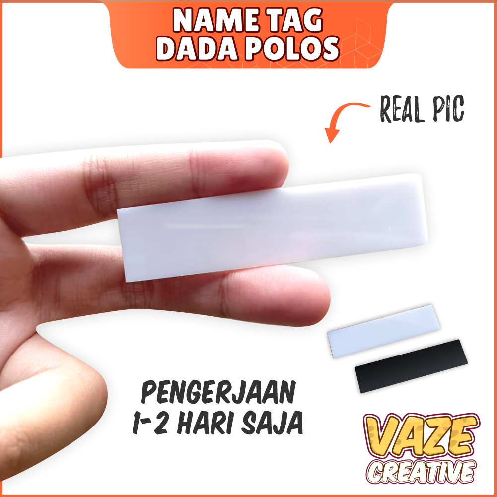Jual NAME TAG POLOS AKRILIK PUTIH BENING HITAM 8x2 ACRYLIC NAME TAG ...