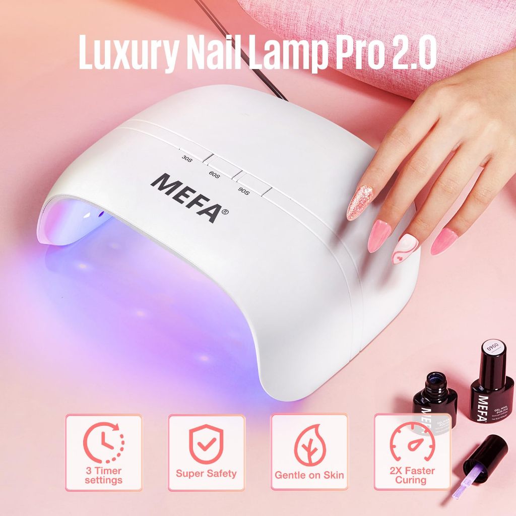 Jual MEFA UV Nail Lamp, 72W UV Light for Gel Nails with 21pcs Lamp ...