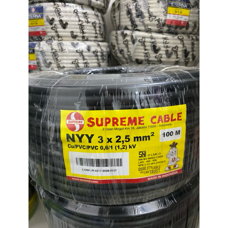 Jual kabel 4 besar tembaga merk supreme NYY 3x2,5mm @100M | Shopee ...